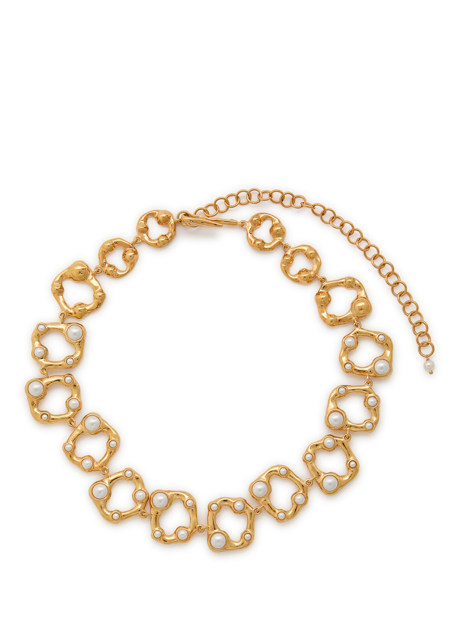JOANNA LAURA CONSTANTINE Statement Wave 18kt gold-plated necklace ...