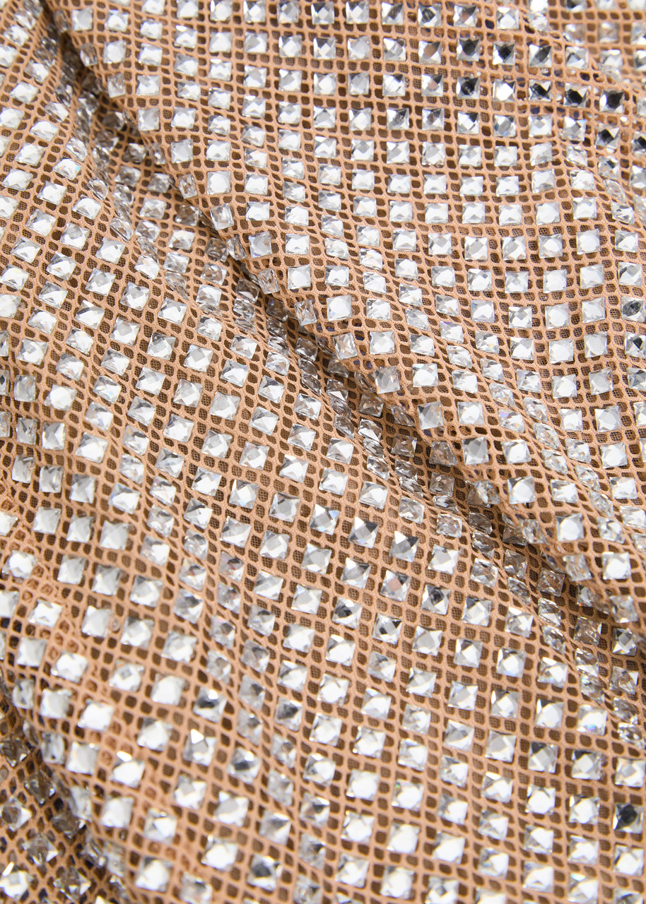 SELF-PORTRAIT Rhinestone draped mesh gown | Harvey Nichols