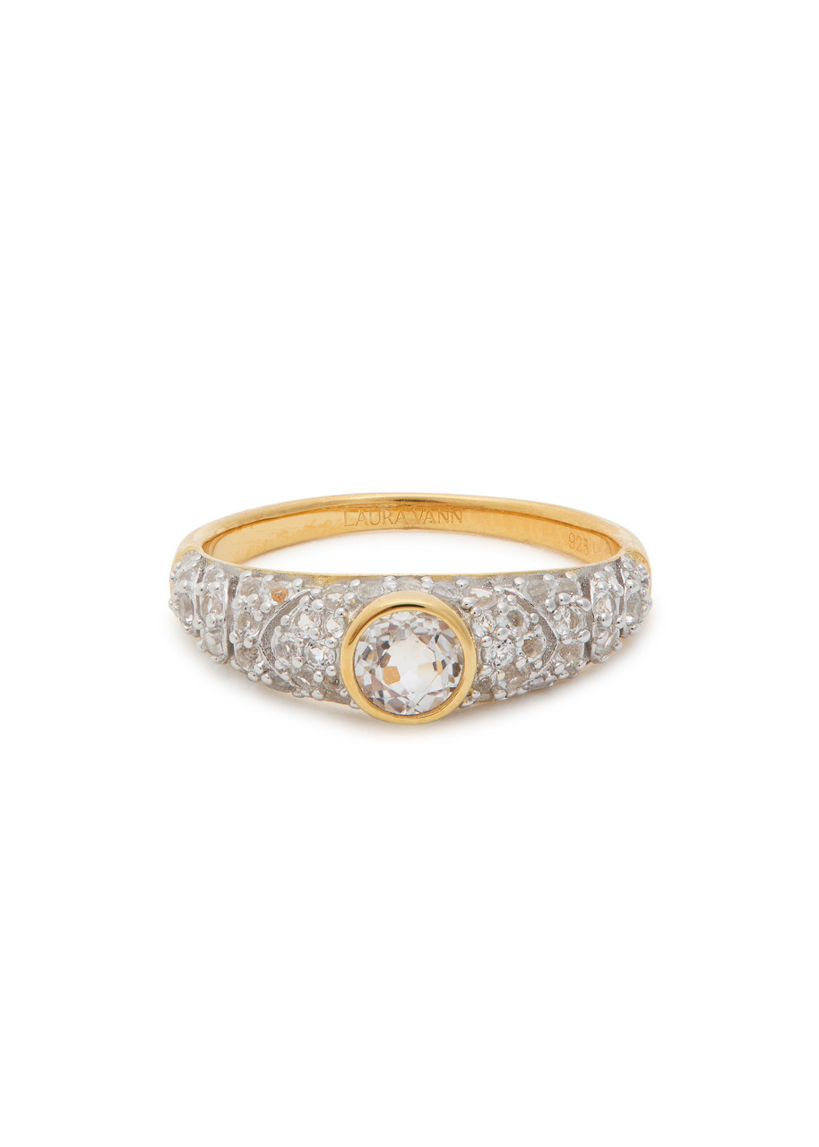 LAURA VANN Slimline pavé 18kt gold vermeil ring | Harvey Nichols