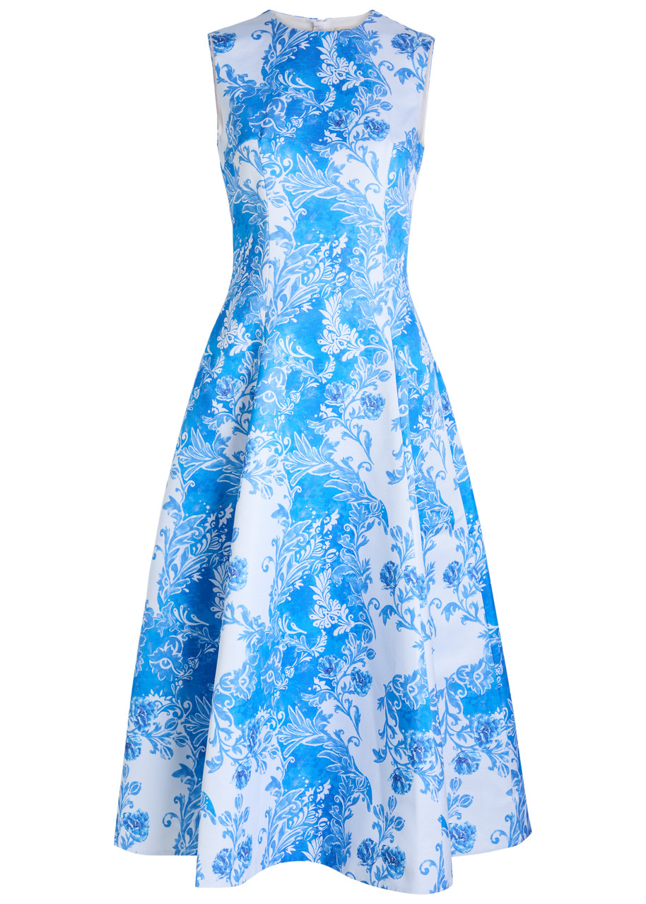 EMILIA WICKSTEAD Mara floral-print faille midi dress | Harvey Nichols