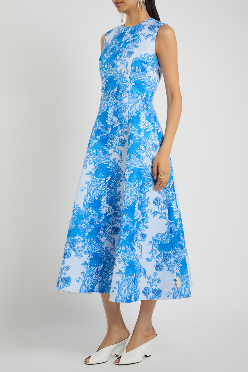 EMILIA WICKSTEAD Mara floral-print faille midi dress | Harvey Nichols