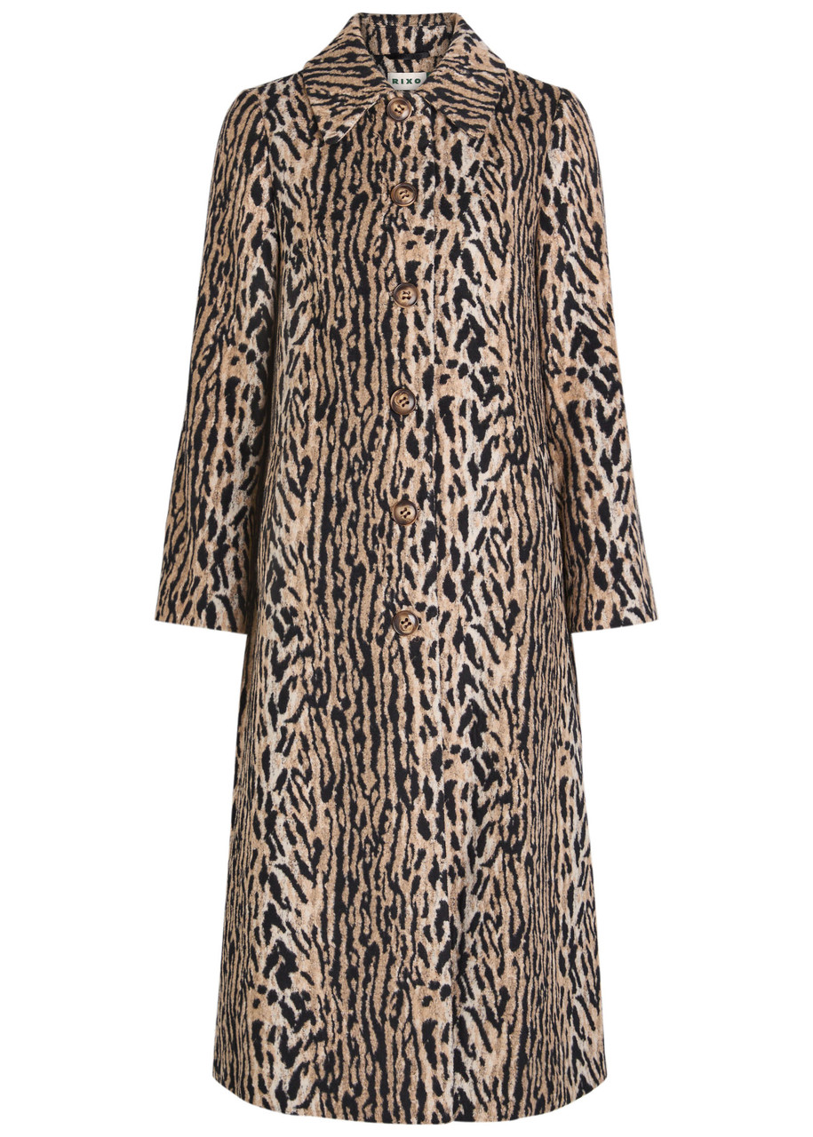 RIXO Milly leopard-print brushed felt coat | Harvey Nichols