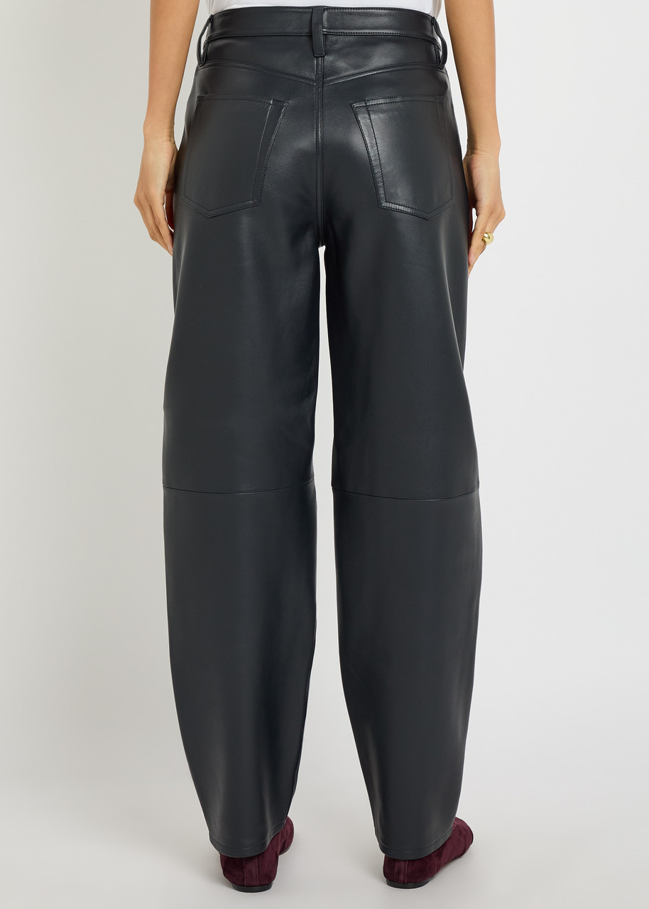 FRAME The Leather Neat barrel-leg leather trousers | Harvey Nichols