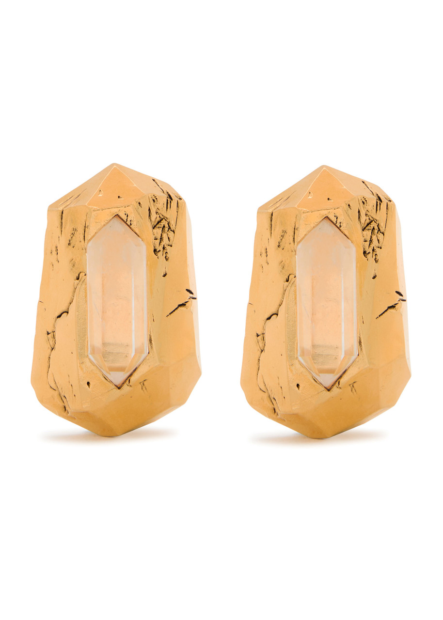 SAINT LAURENT Prism-embellished clip-on earrings | Harvey Nichols