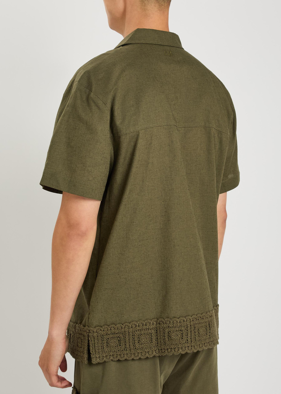 CHE Inigo crochet-trim cotton and linen-blend shirt | Harvey Nichols