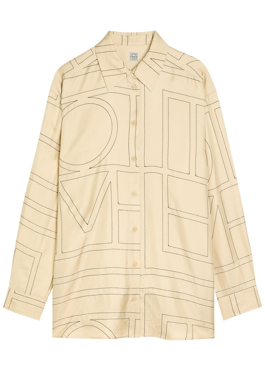 TOTEME Logo-monogrammed silk shirt | Harvey Nichols