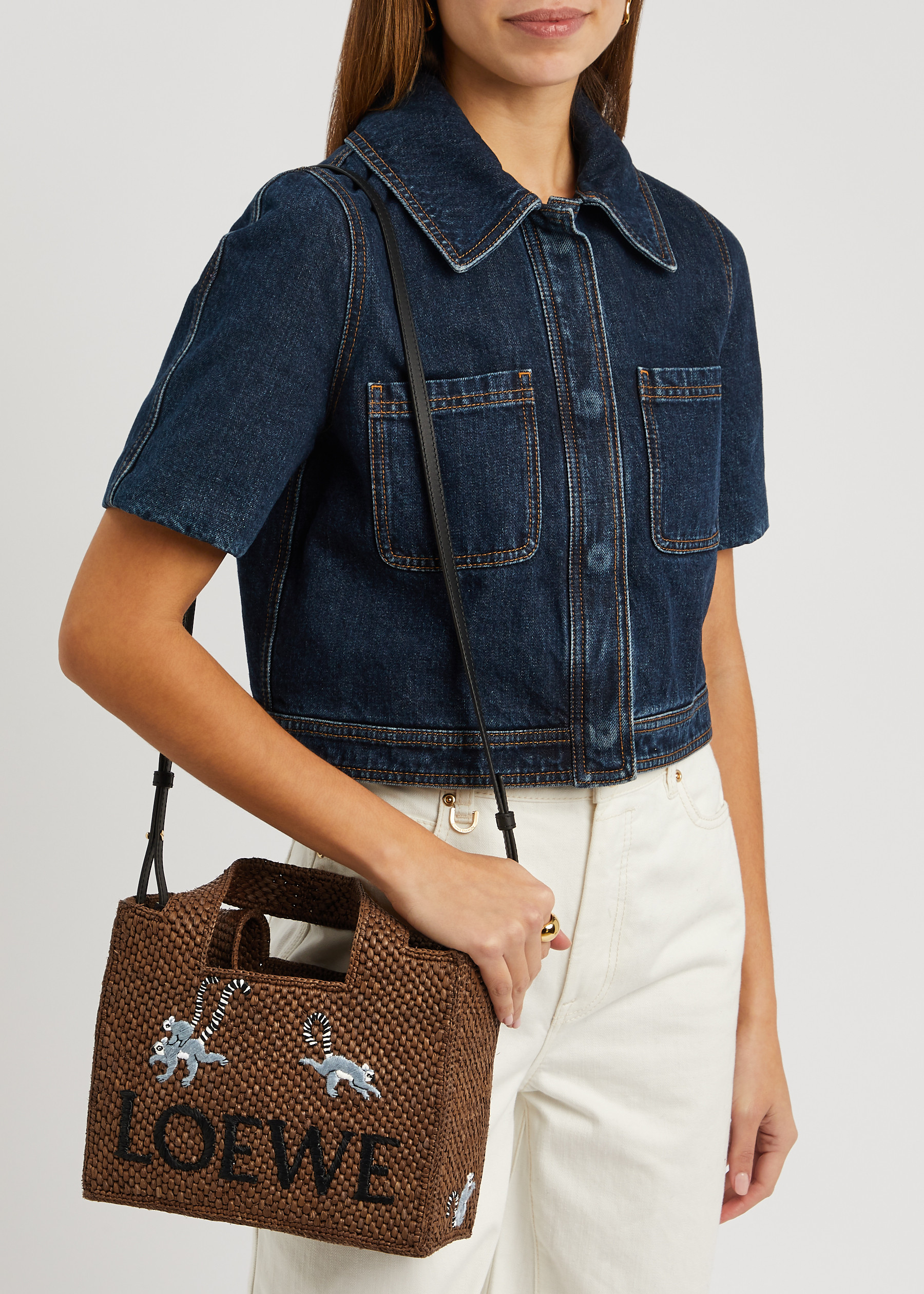 LOEWE X Suna Fujita Lemur small raffia tote | Harvey Nichols