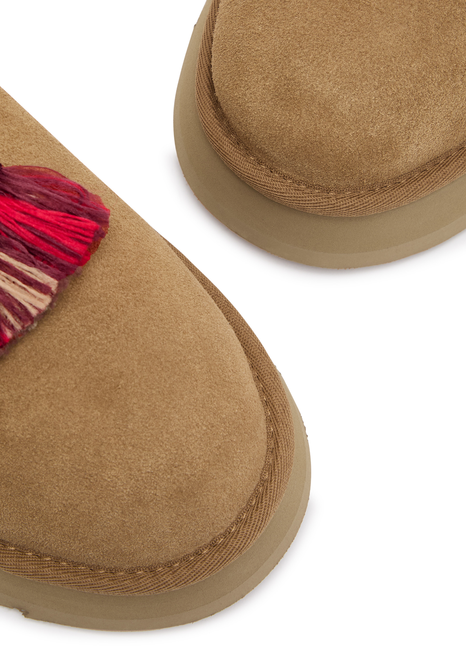UGG Tazzle embroidered suede flatform slippers | Harvey Nichols