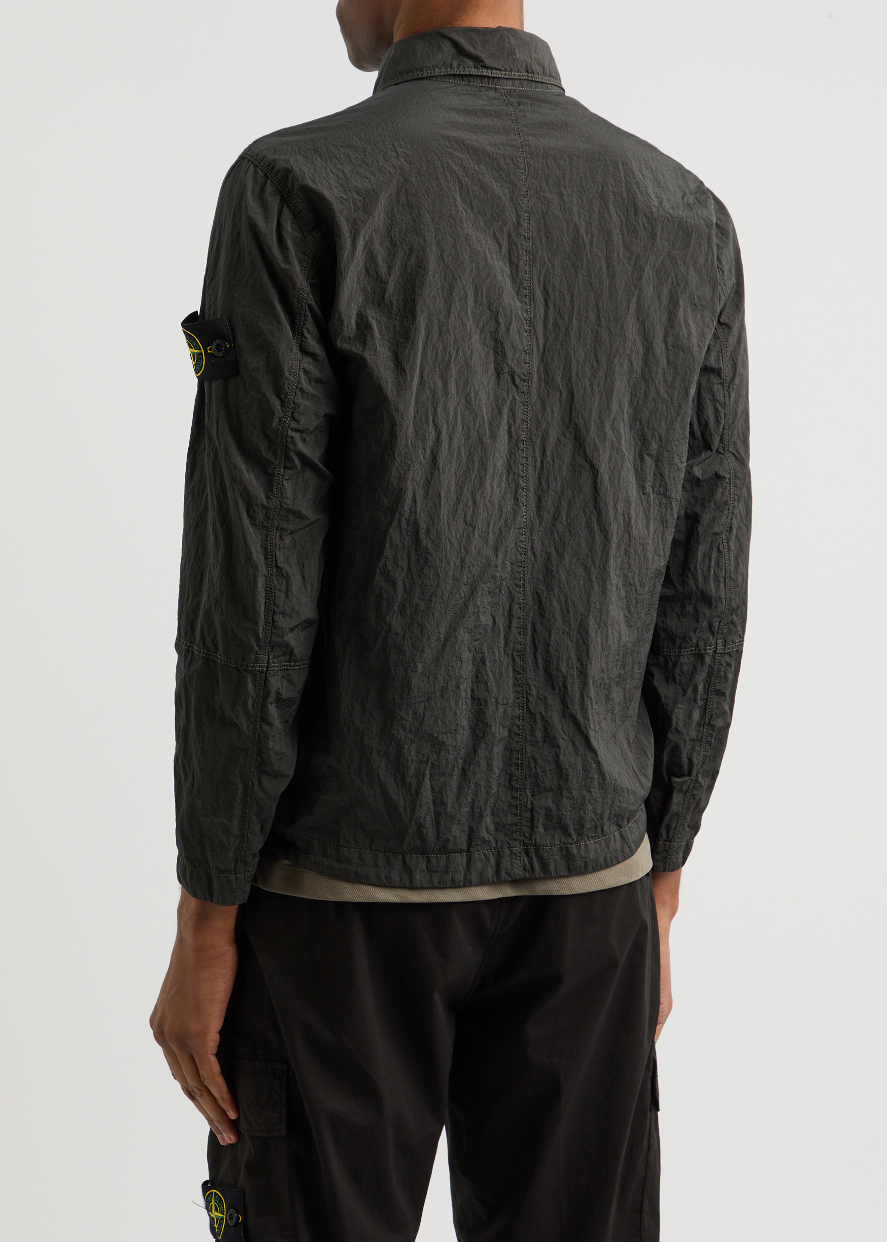 STONE ISLAND Logo crinkled shell overshirt | Harvey Nichols