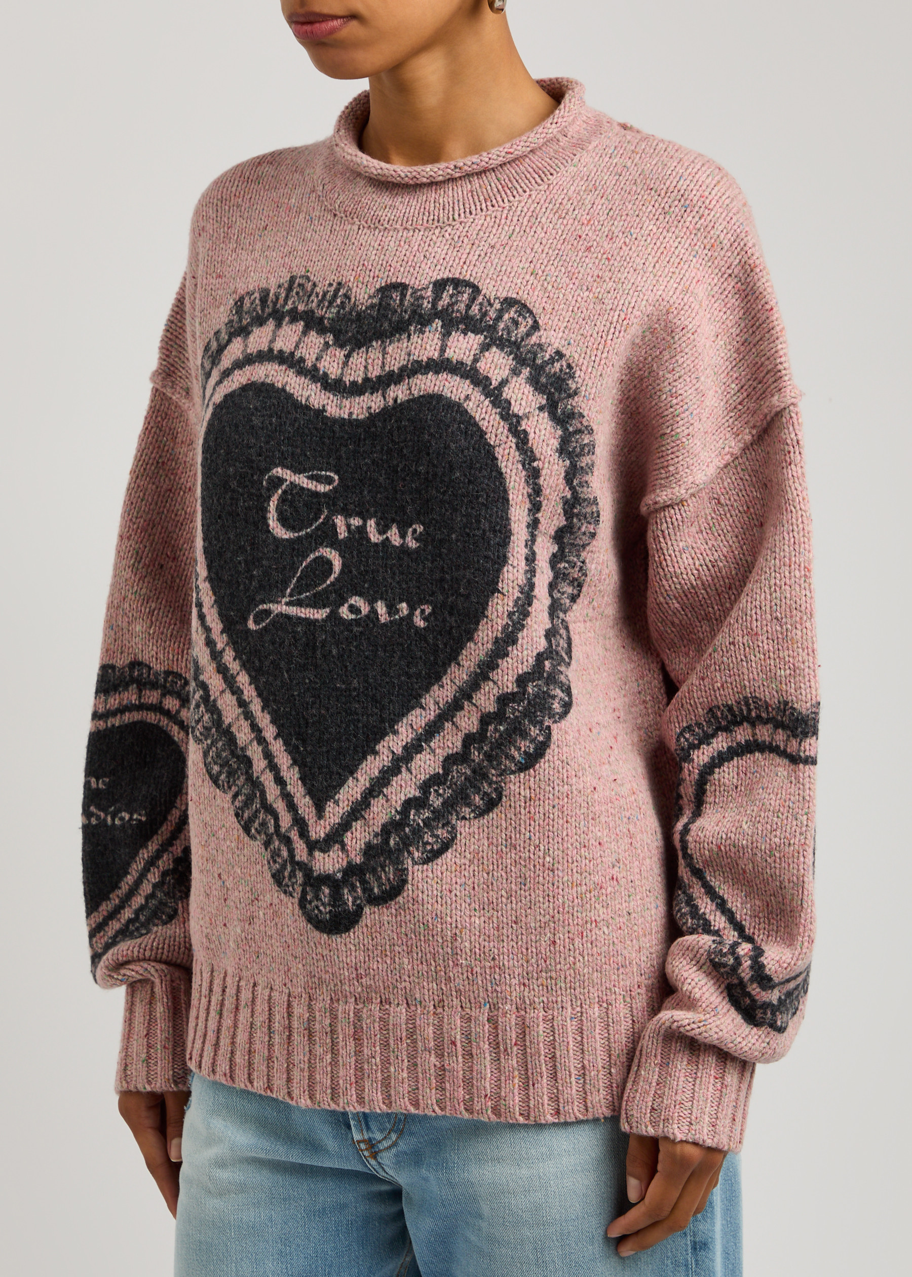 ACNE STUDIOS Heart-intarsia wool-blend jumper | Harvey Nichols