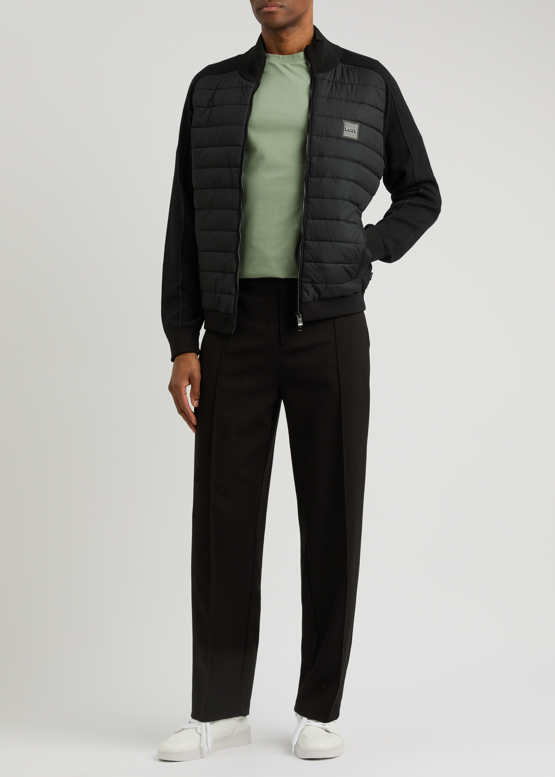 BOSS Logo quilted shell and cotton-blend jacket | Harvey Nichols