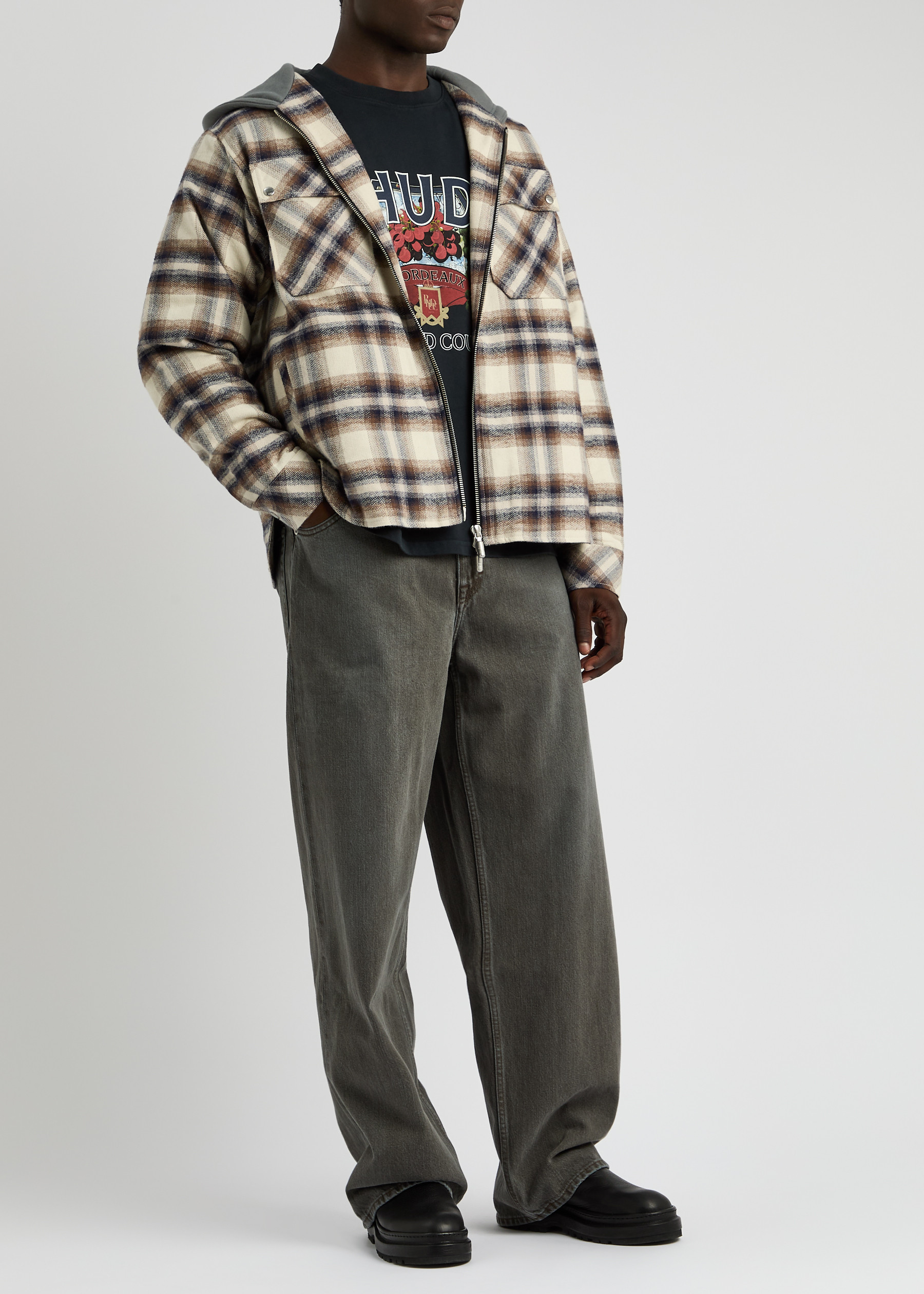 RHUDE Hooded checked flannel jacket | Harvey Nichols