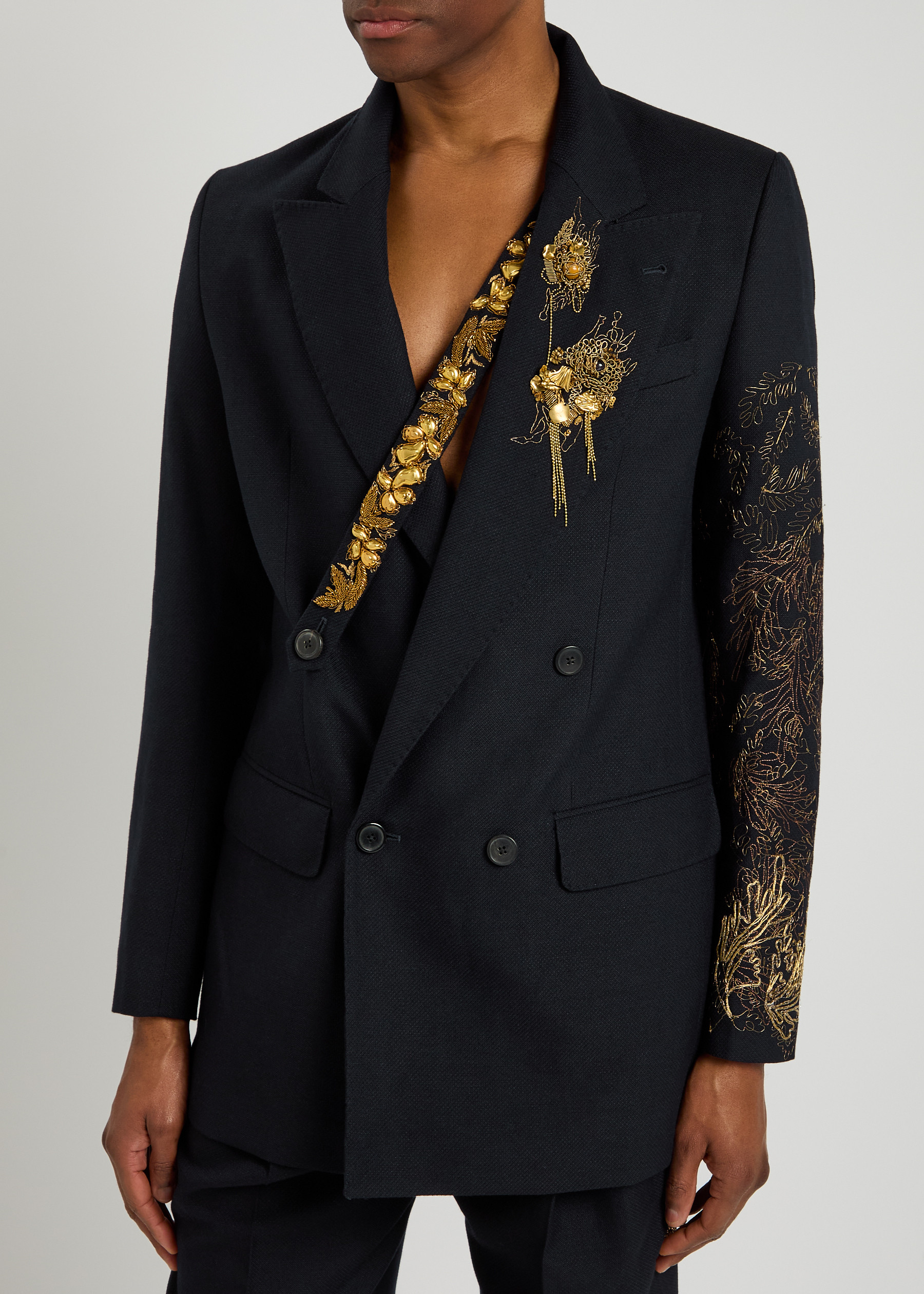 DRIES VAN NOTEN Barton embellished wool-blend blazer | Harvey Nichols