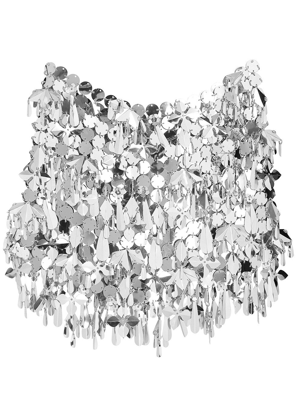 RABANNE Silver geometric chainmail mini skirt | Harvey Nichols