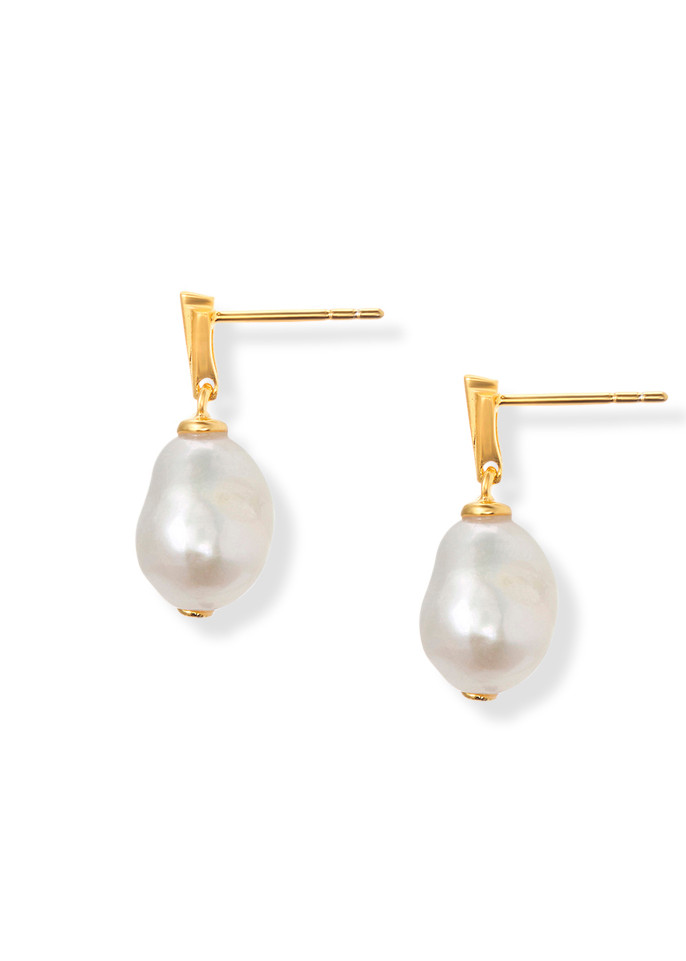 LAURA VANN Coco pearl and 18kt gold-plated earrings | Harvey Nichols