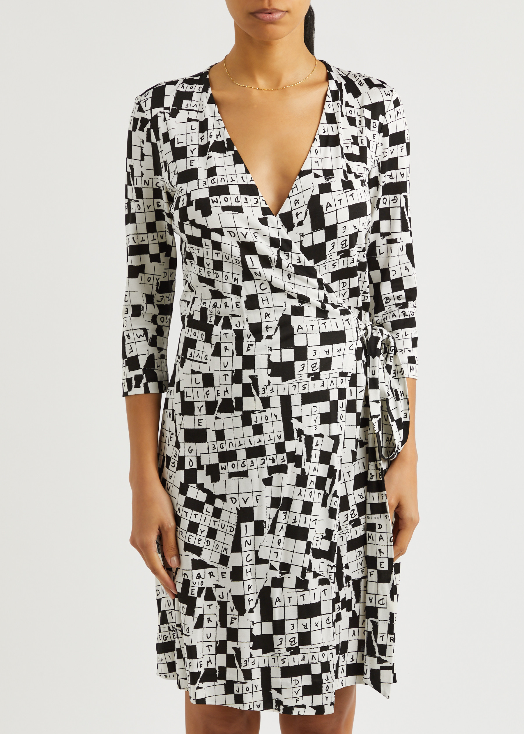 DIANE VON FURSTENBERG Julian printed silk-jersey mini wrap dress ...