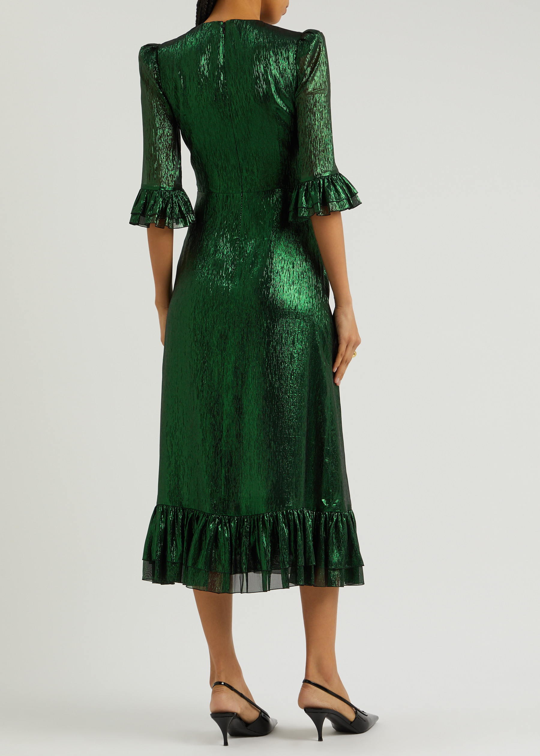 THE VAMPIRE'S WIFE The Falconetti silk-blend lamé midi dress | Harvey ...
