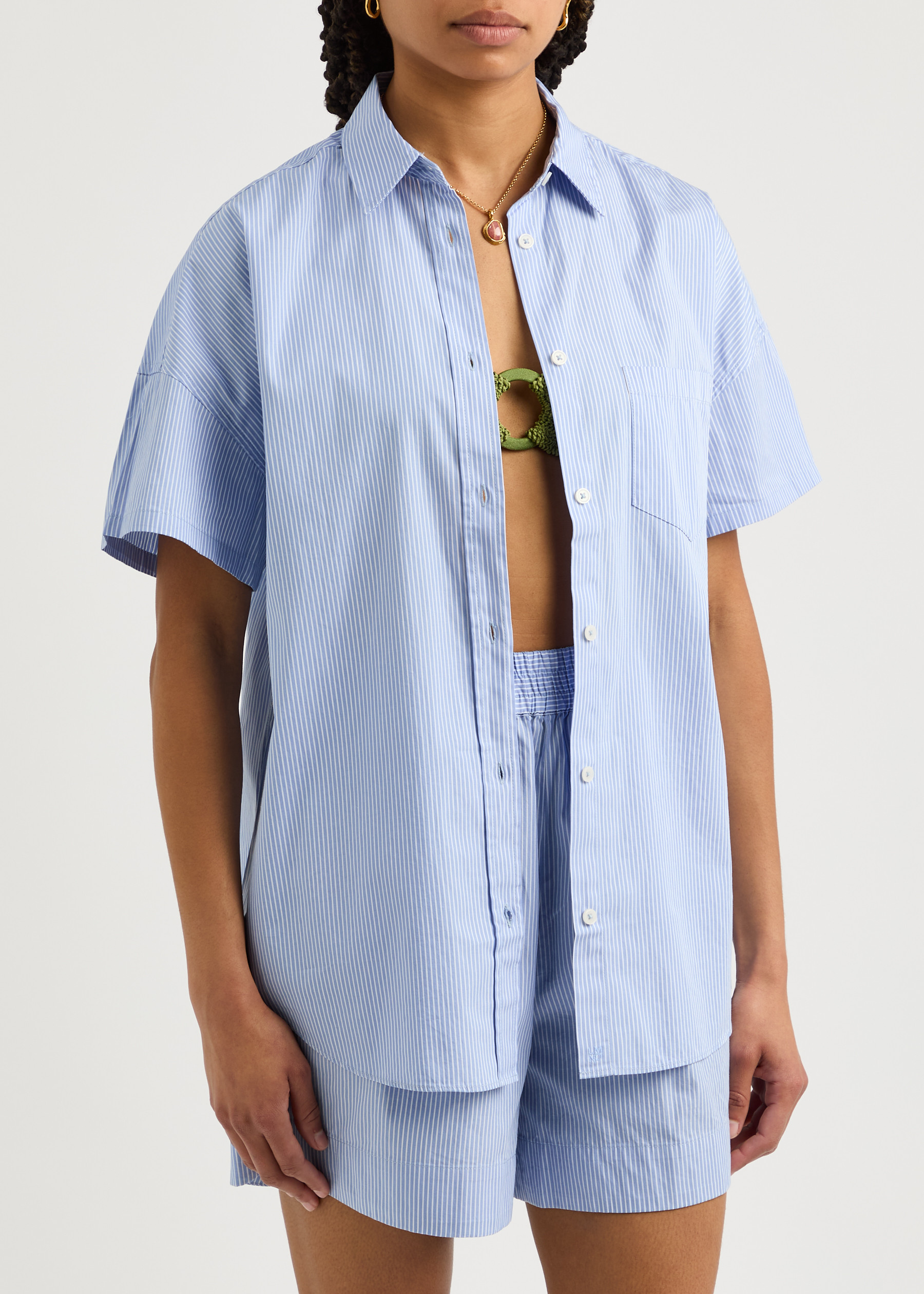 LMND LEMONADE Chiara striped cotton-poplin shirt | Harvey Nichols