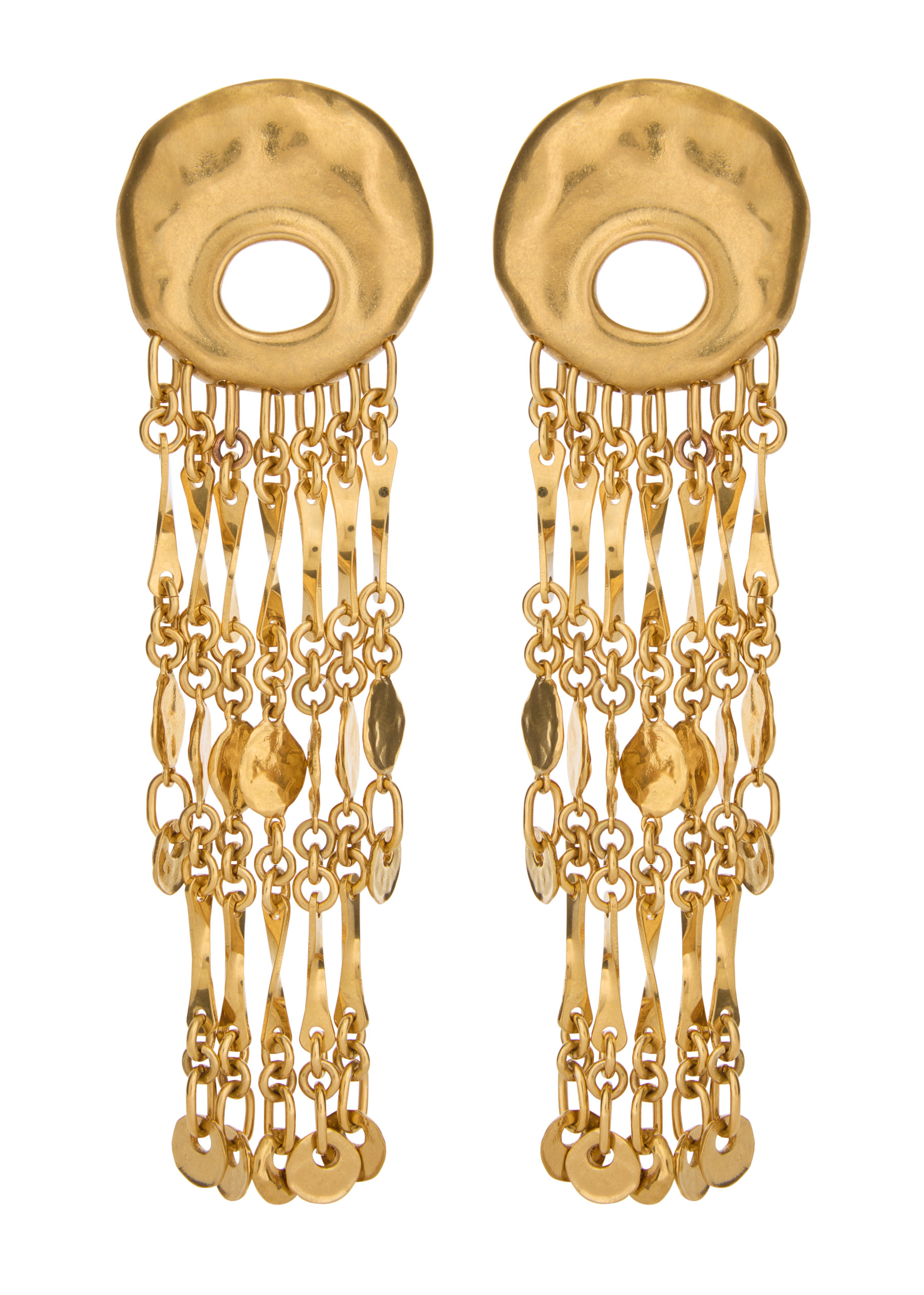 CHLOE The Eclectic hammered clip-on drop earrings | Harvey Nichols