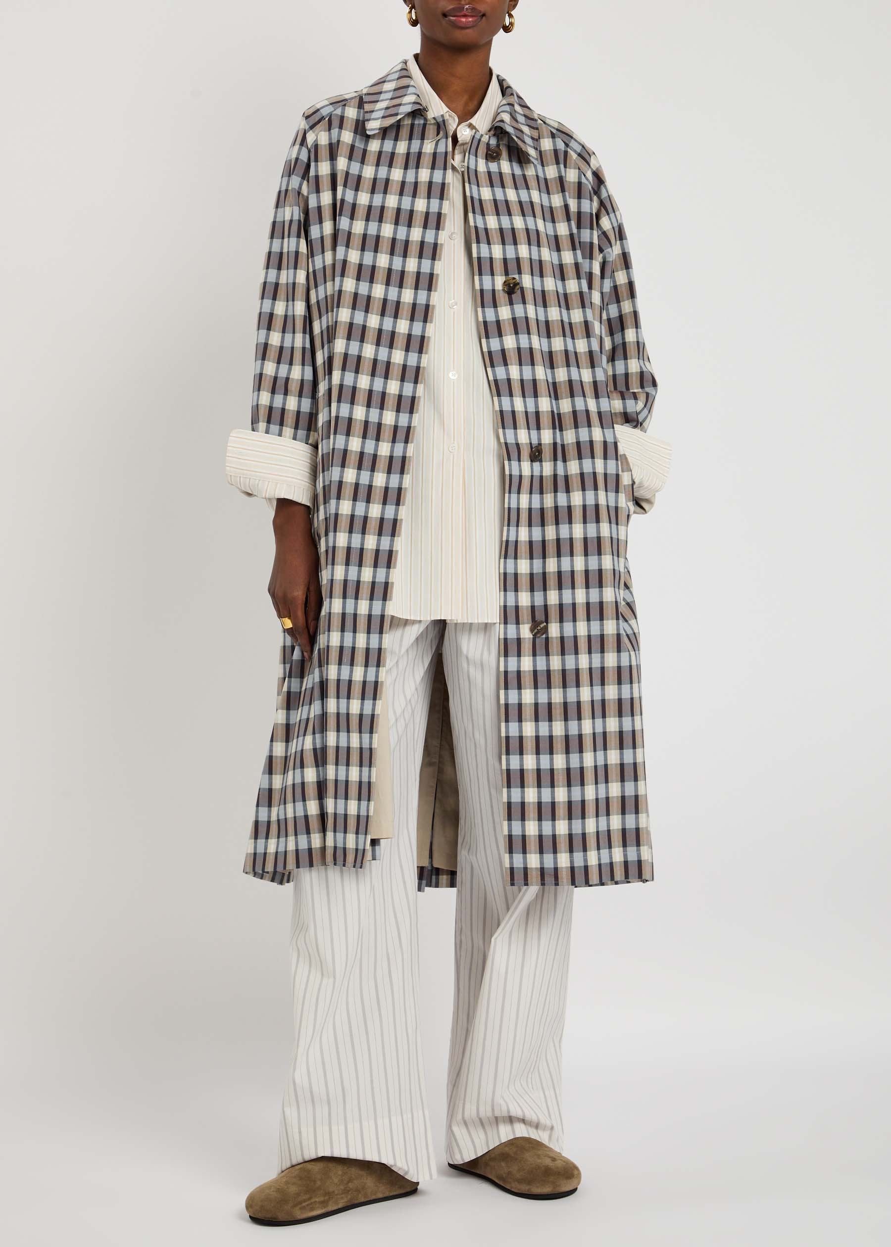THE ROW Tavishina checked silk-blend coat | Harvey Nichols