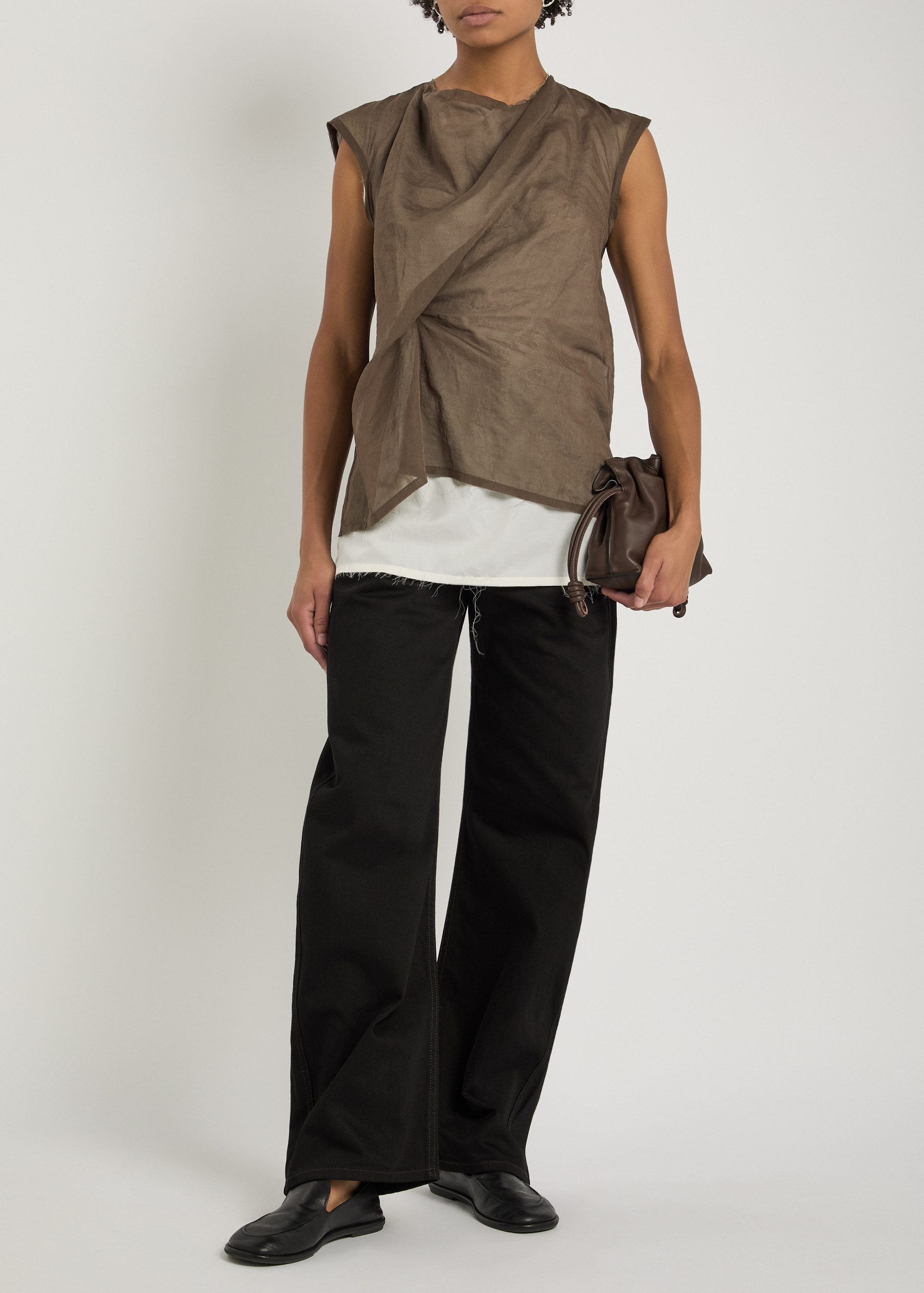 THE ROW Inawa gathered cotton-organza top | Harvey Nichols