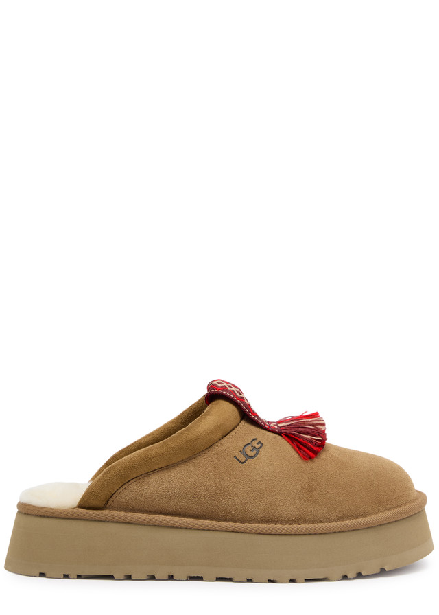 UGG Tazzle embroidered suede flatform slippers | Harvey Nichols