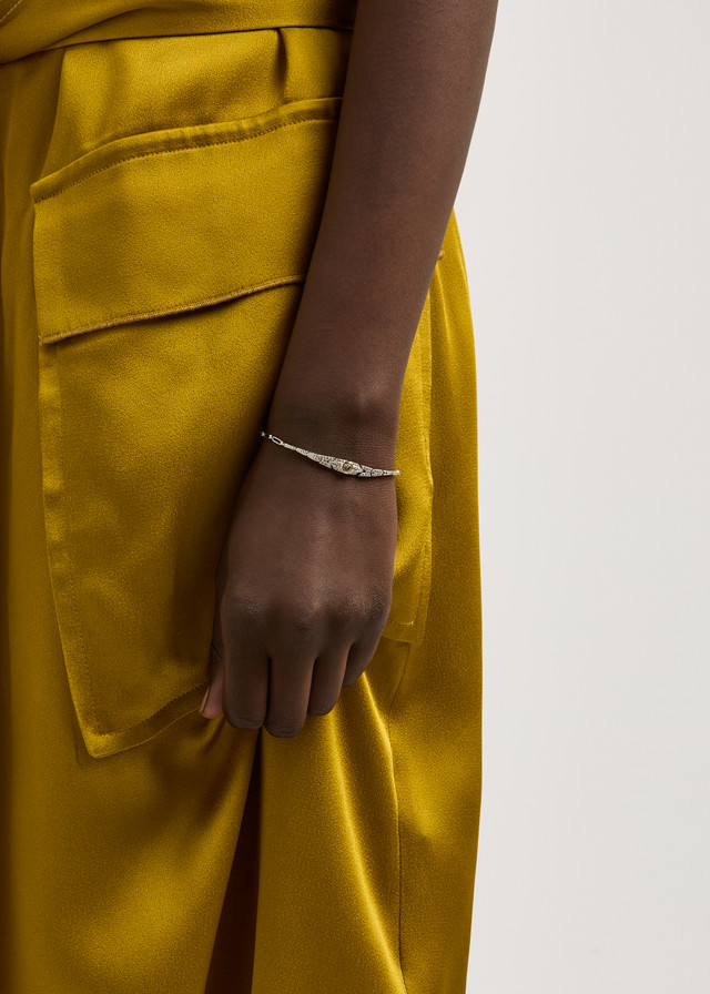 LAURA VANN Crystal-embellished rhodium-plated bracelet | Harvey Nichols