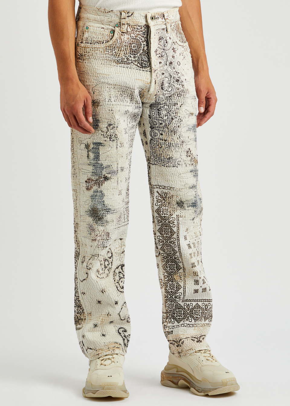 PROLETA RE ART Boro patchwork distressed straight-leg jeans | Harvey ...
