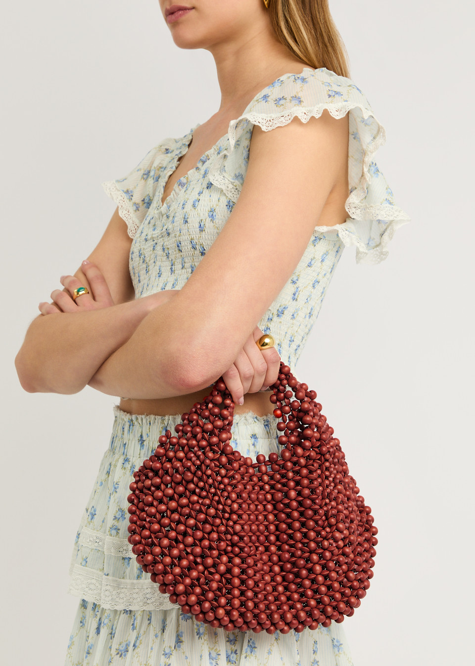 ARANAZ Lagrima beaded top handle bag | Harvey Nichols