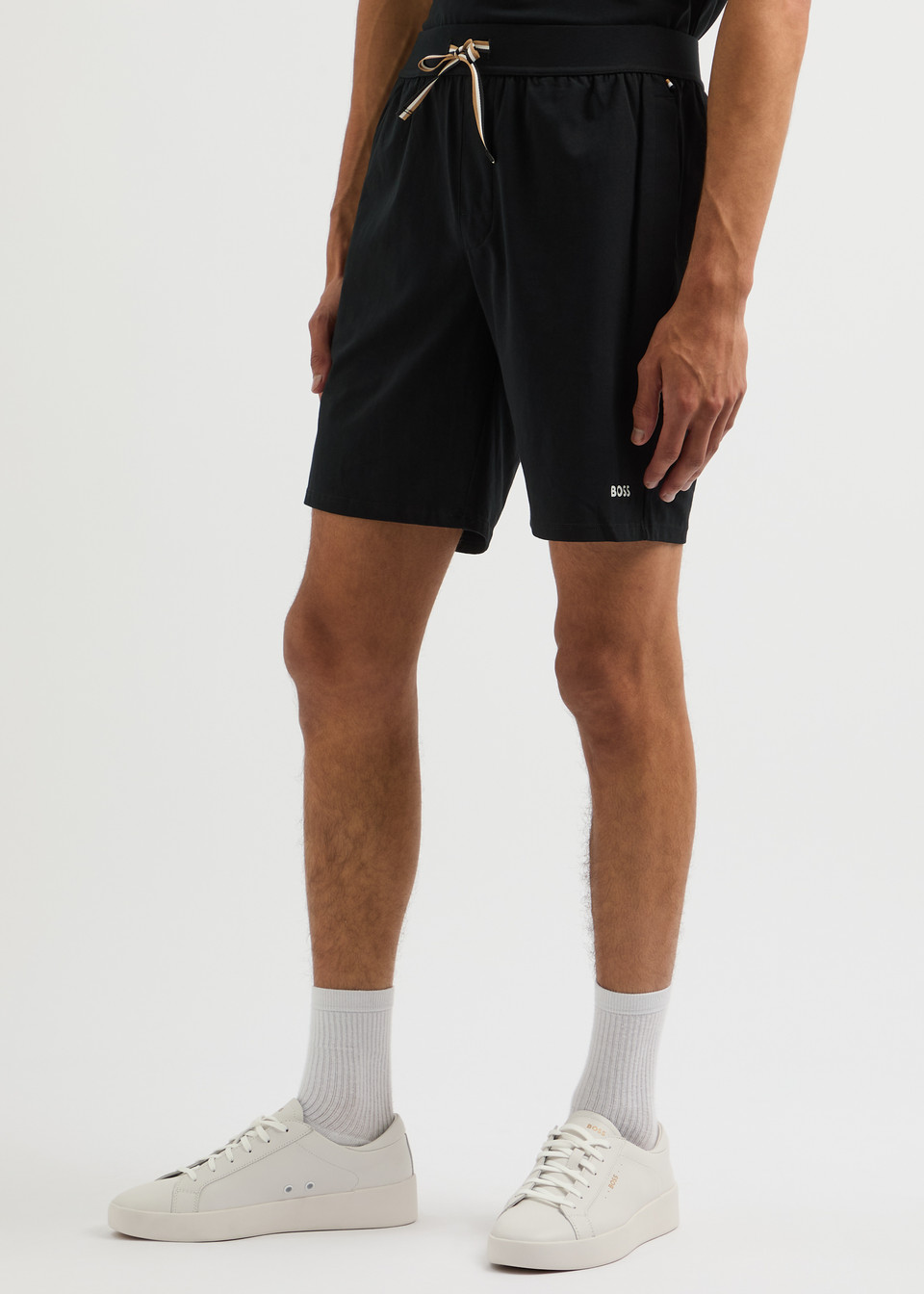 BOSS Unique logo-print stretch-cotton shorts | Harvey Nichols