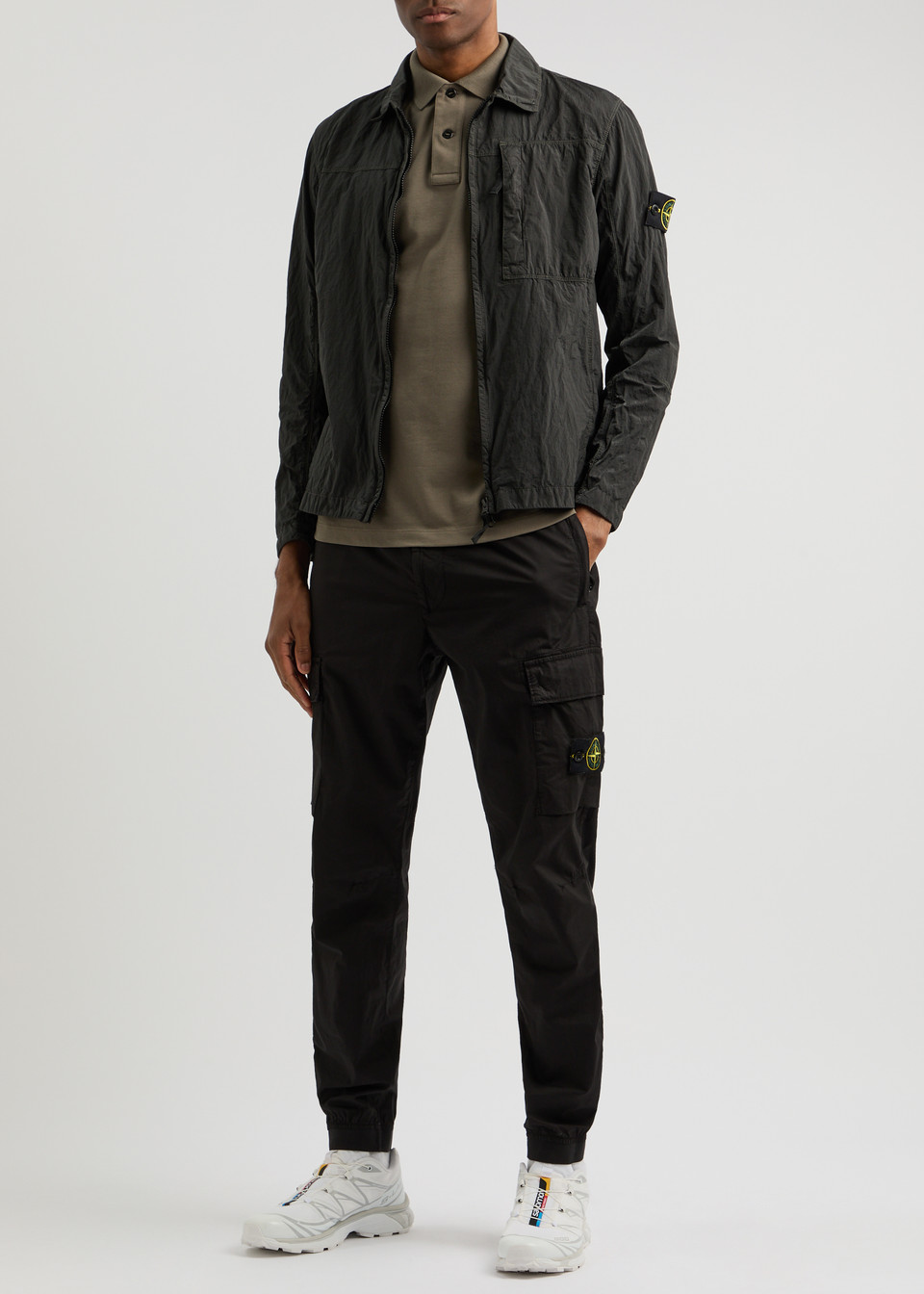 STONE ISLAND Logo crinkled shell overshirt | Harvey Nichols