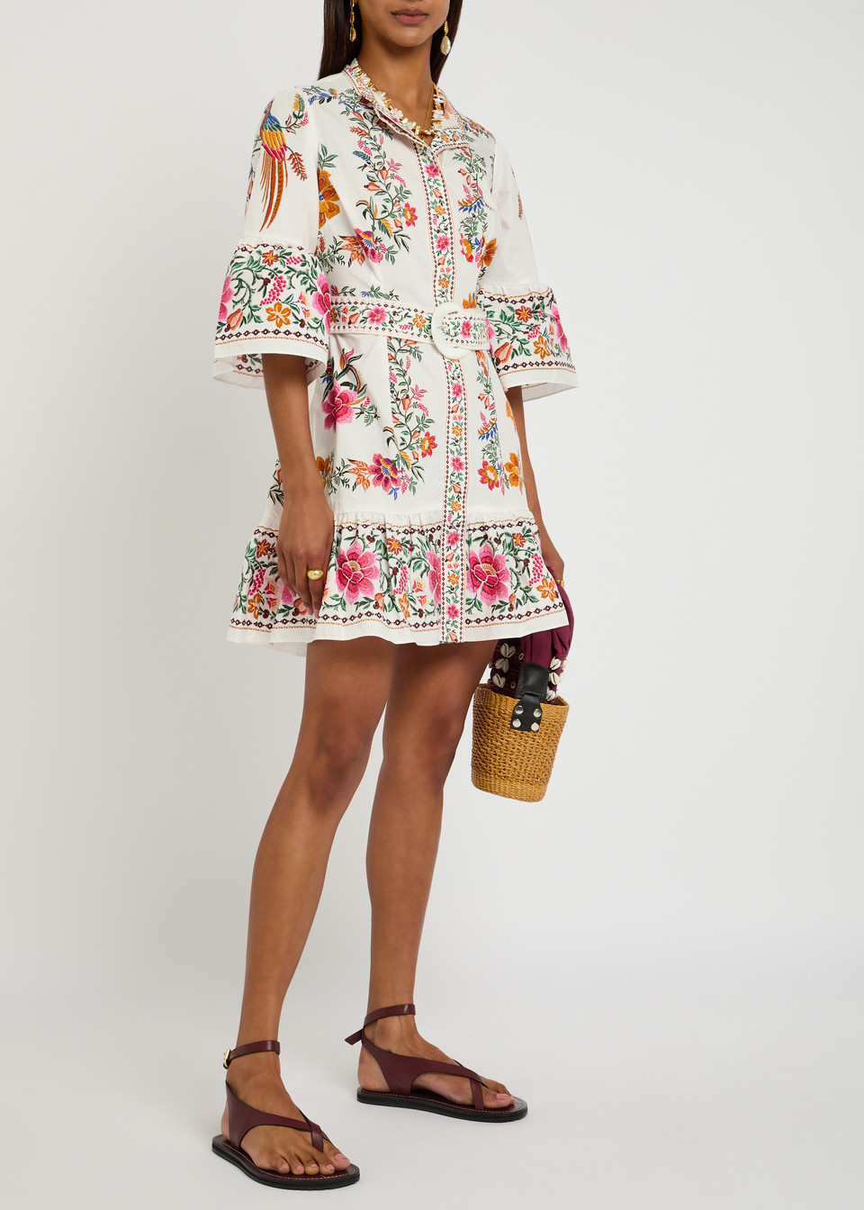 FARM RIO Delicate Forest printed cotton mini dress | Harvey Nichols