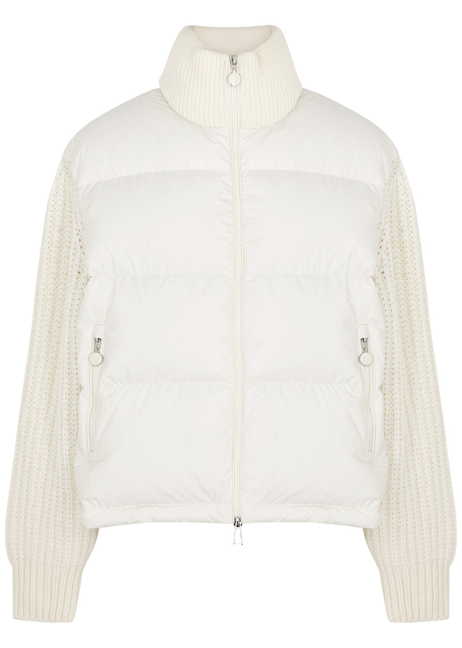 Moncler Quilted Shell And Wool Jacket In Off White | ModeSens