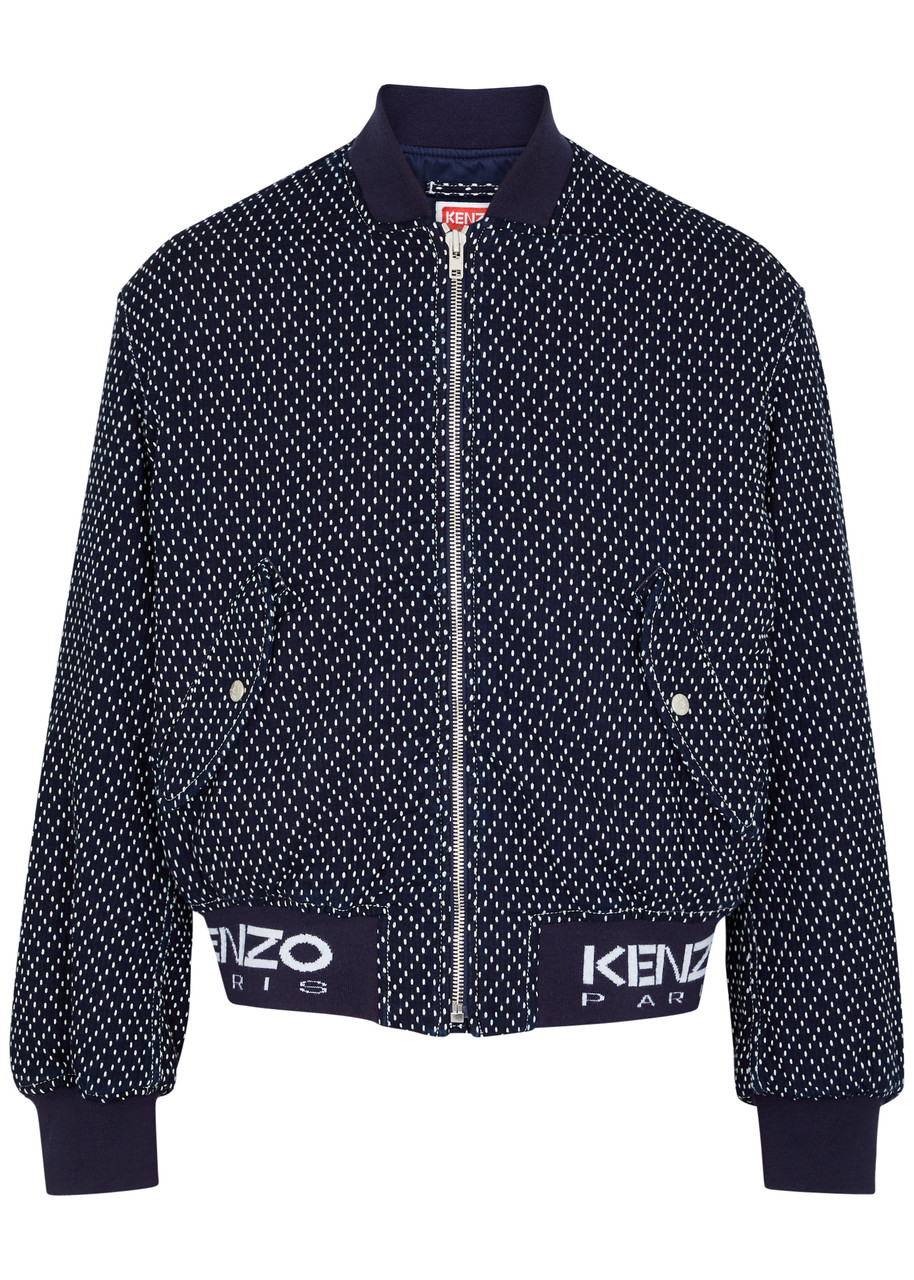 Kenzo Sashiko Stitch Denim Bomber Jacket In Rinse Blue Denim | ModeSens