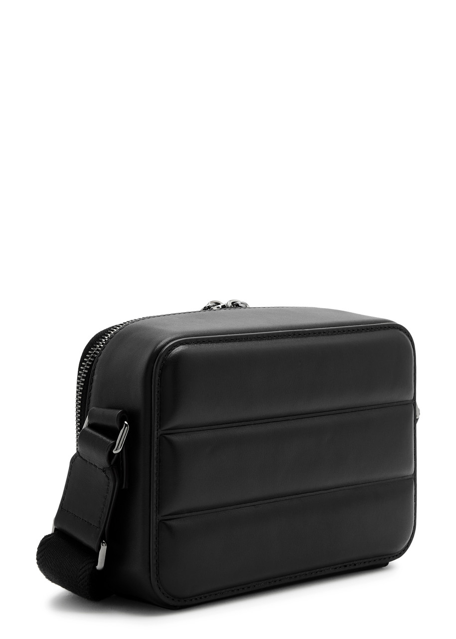 Moncler Horizontal Quilted Leather Cross-body Bag In Black | ModeSens