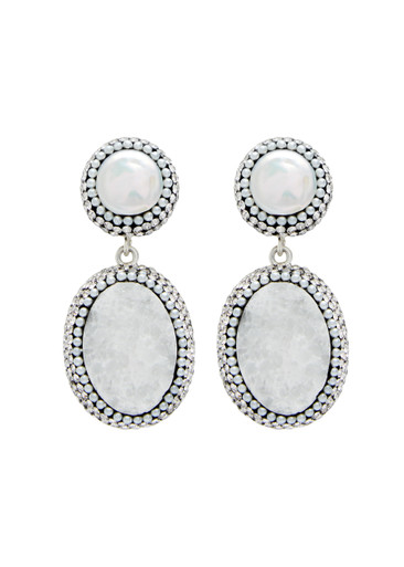 SORU JEWELLERY Baroque pearl and chalcedony sterling silver drop ...