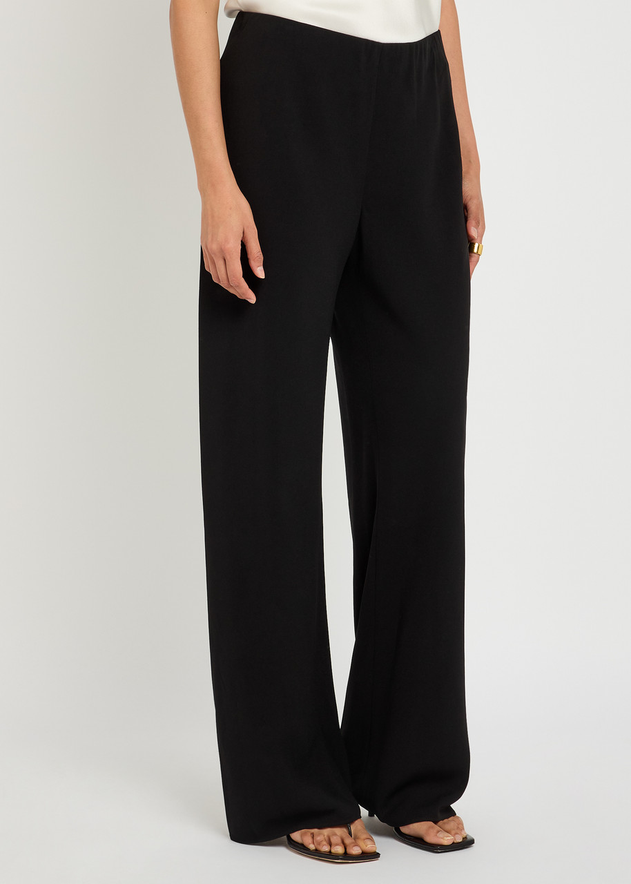 Vince Womens Black Elasticated-waistband Straight-leg High-rise Crepe ...