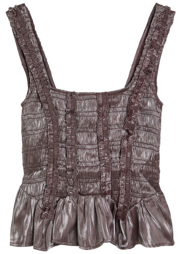 DAMSON MADDER Raphi shirred pearlescent top | Harvey Nichols