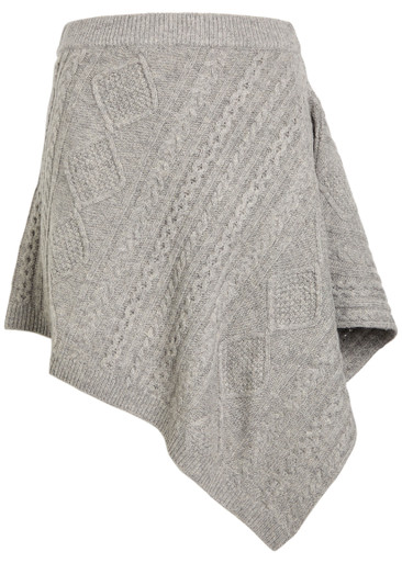 STAUD Veer asymmetric cable-knit wool-blend skirt | Harvey Nichols