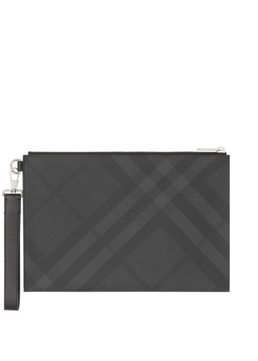 BURBERRY London check and leather zip pouch | Harvey Nichols