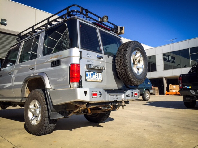 Toyota Land Cruiser 76 Series rear bumper and tyre carrier