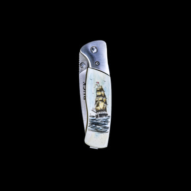 Colored Etched Ship Buck 835 Folding Selkirk Pocket Knife | F&F Inc