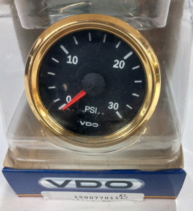 VDO Boost gauge Black face + Gold bezel