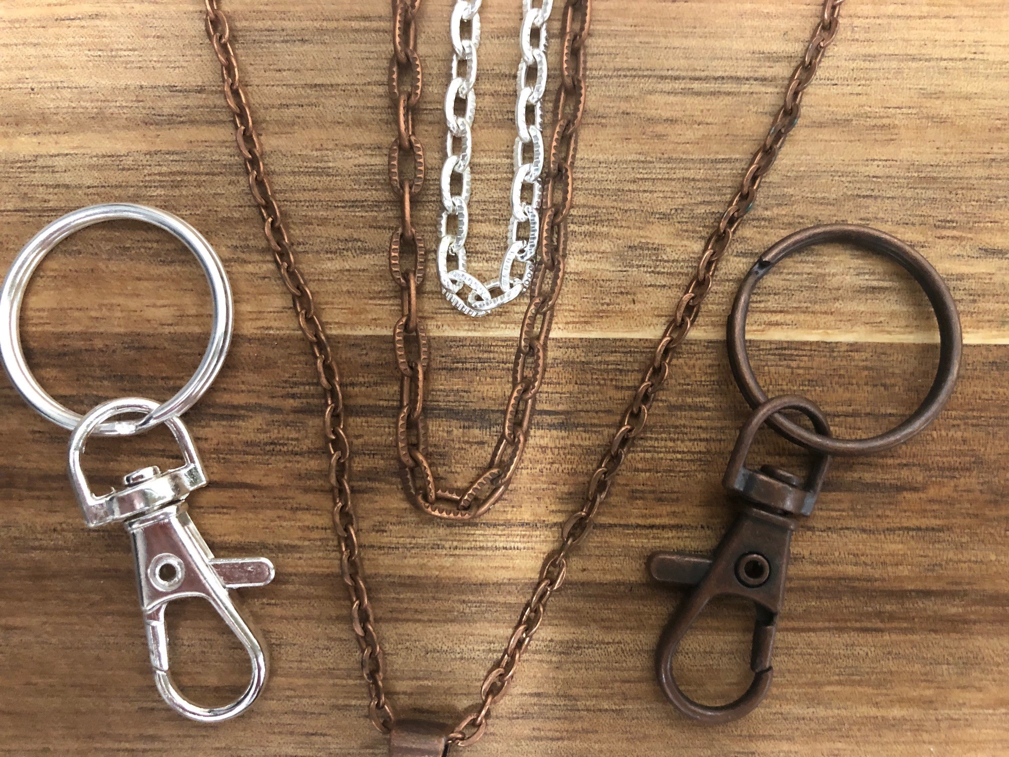 Necklace chains, charm bracelets, keychains
