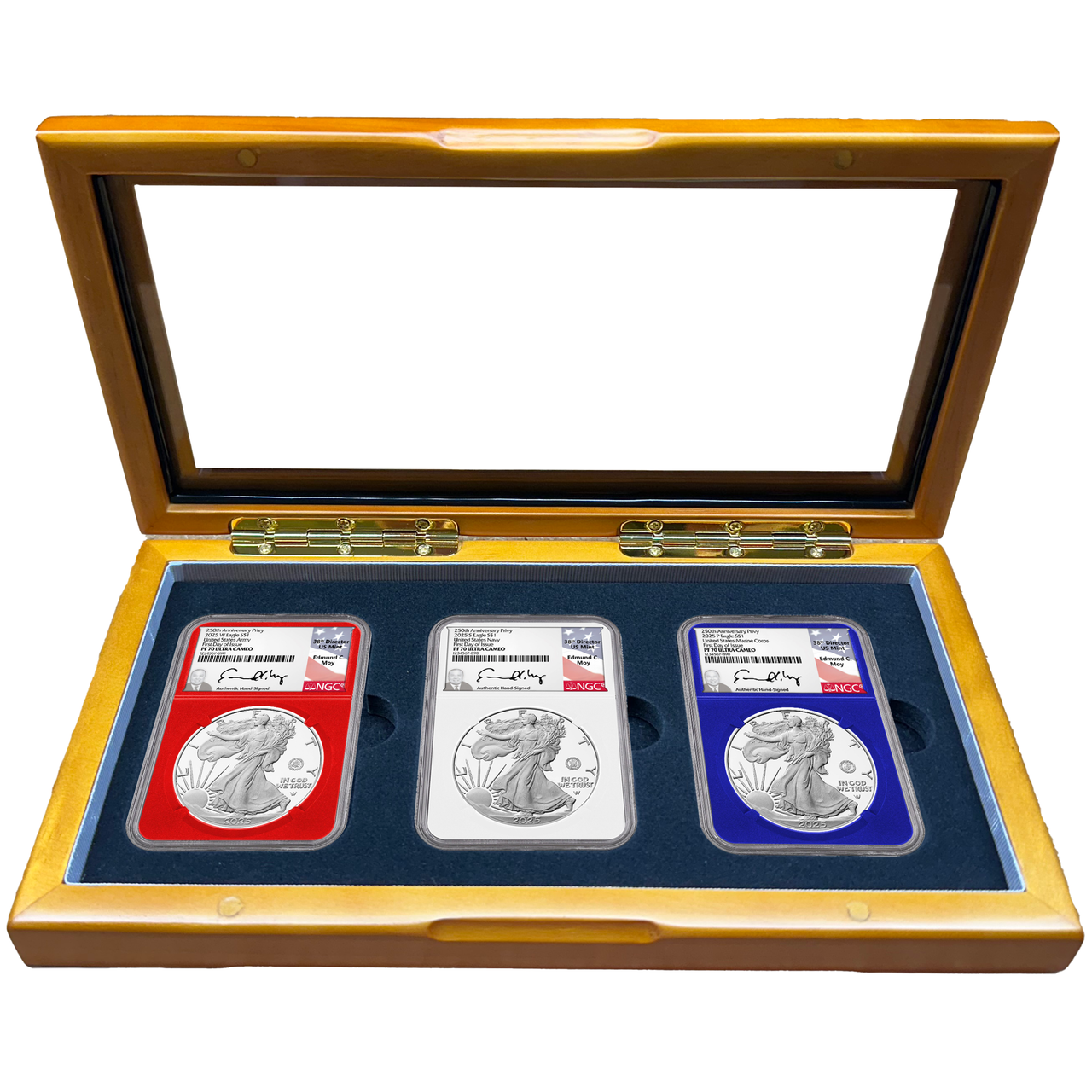 2025 American Silver Eagle Proof 250th Anniversary 3-Coin Set PF70 ...