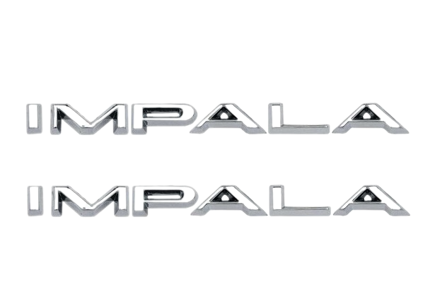 New 1965-66 Impala Front Fender Letter Script Set 2.