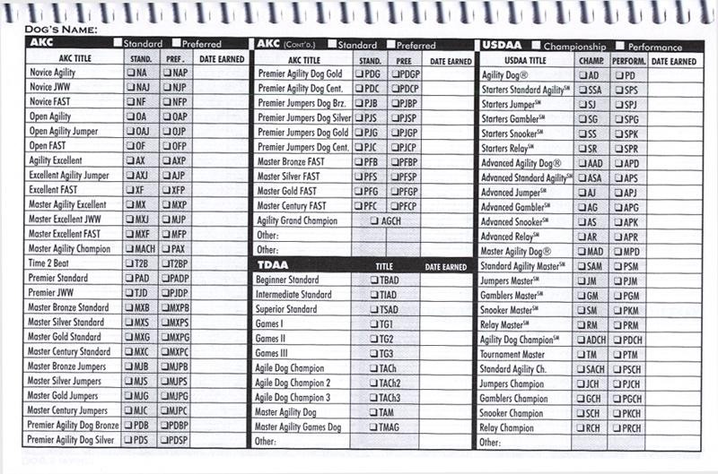 Agility Competition Recordbook - Dogwise