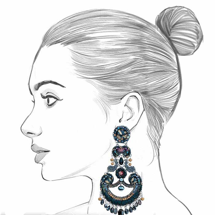 Ayala Bar Moon Jet Black Panther Earrings