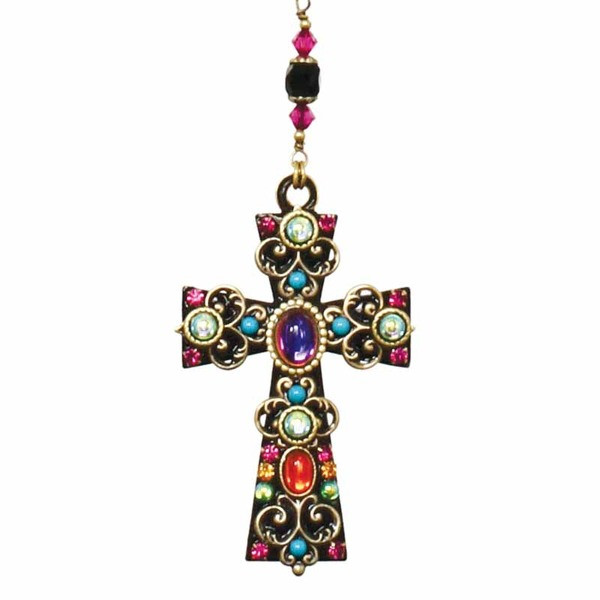 Multi Crystal Cross Necklace
