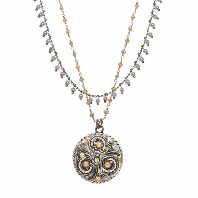 Michal Golan Silverlining Double Chain Circle Necklace